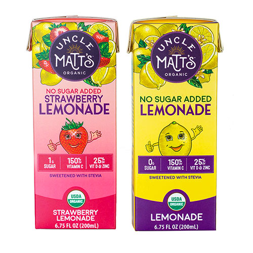 Uncle Matt’s Organic Launches Zero Sugar Lemonade Juice Box Line for ...